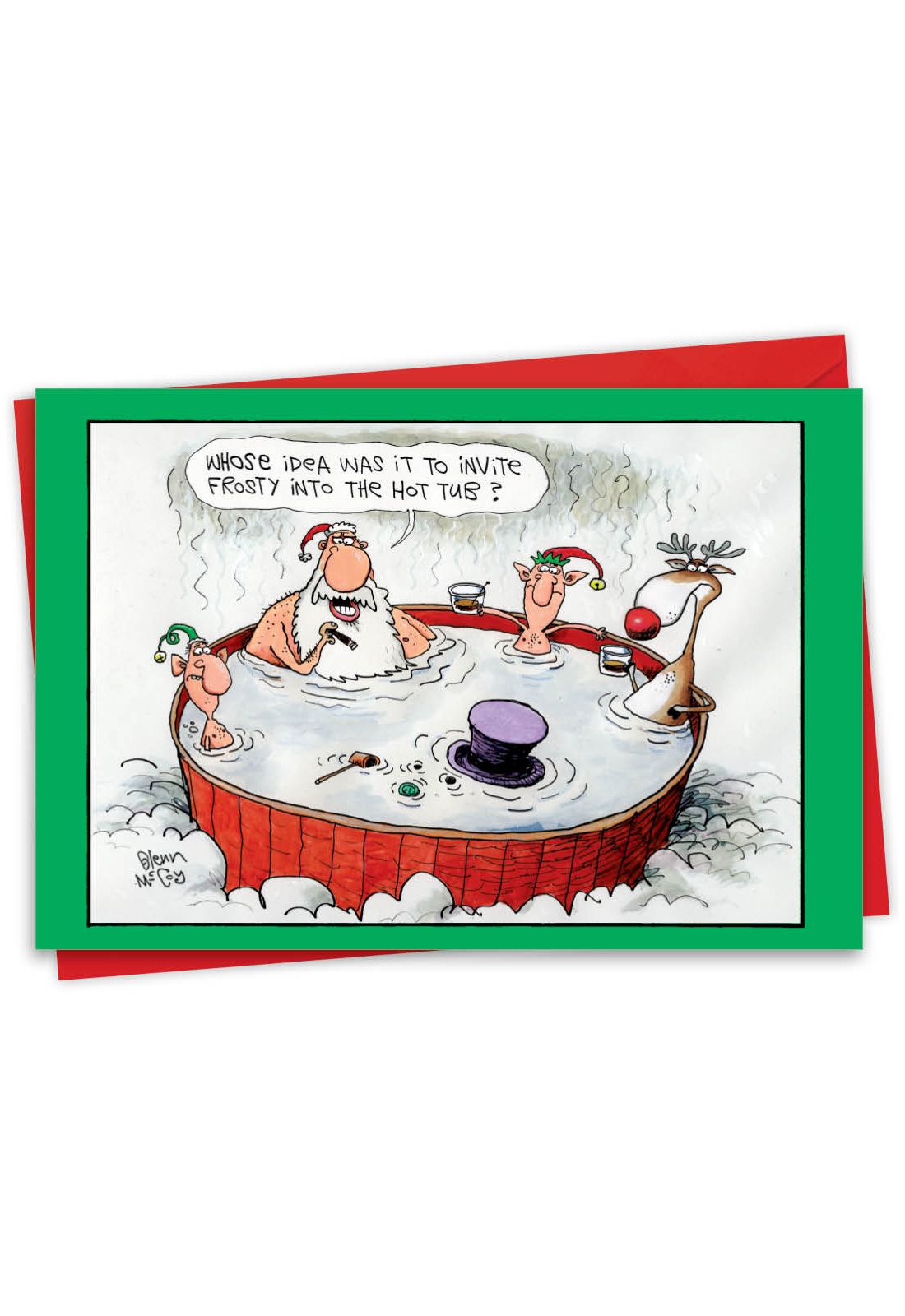 Frosty Hot Tub Funny Christmas Card NobleWorksCards