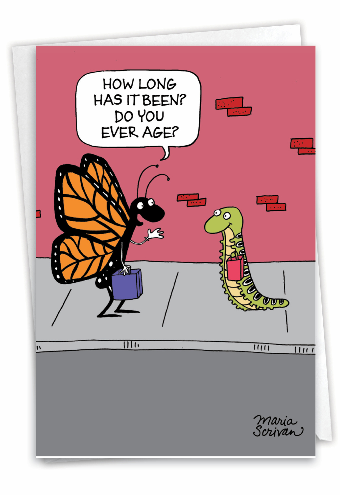 Ageless Caterpillar Cartoons Birthday Greeting Card Maria Scrivan
