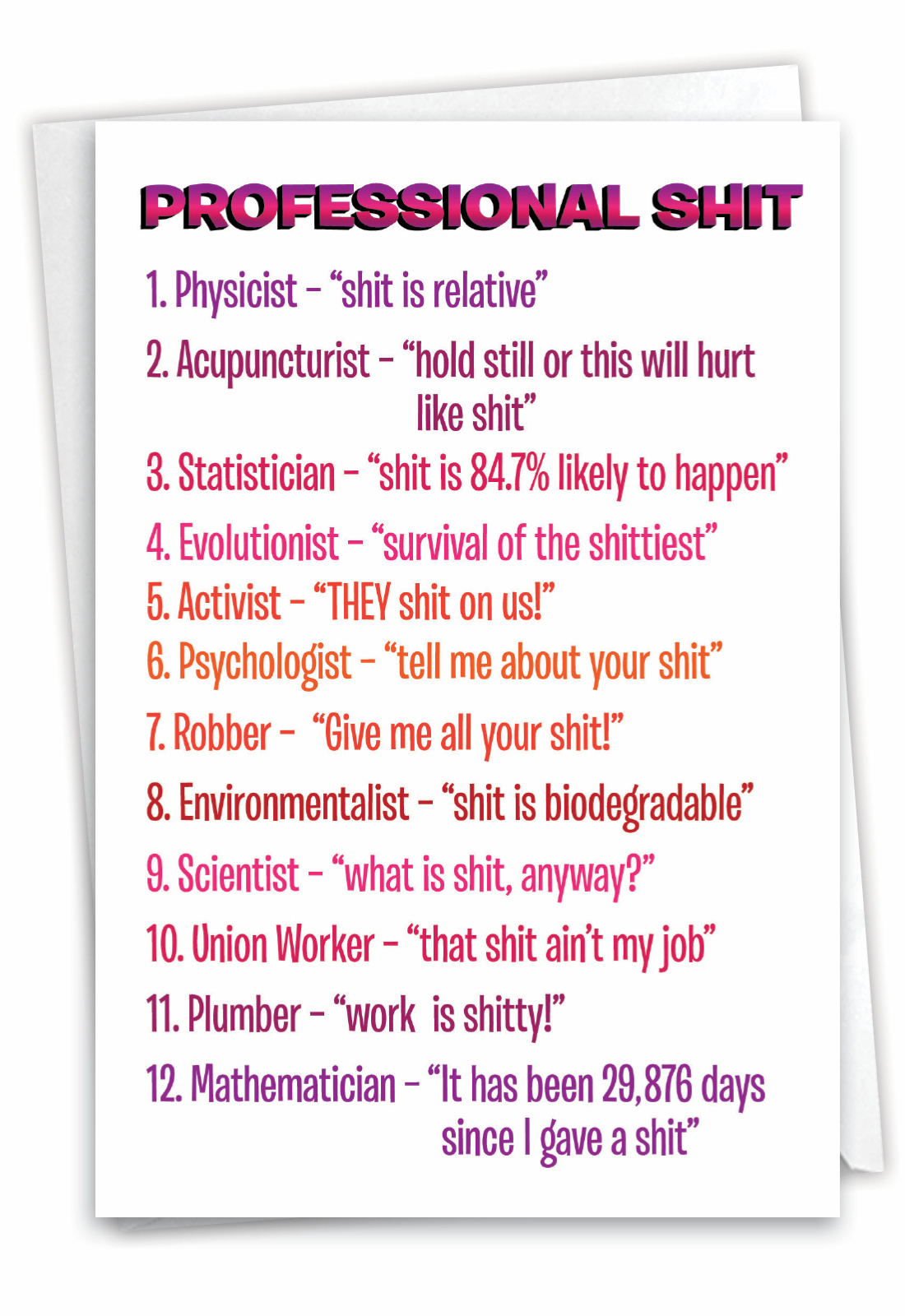 Professional Shit Unique Nasty Greeting Card