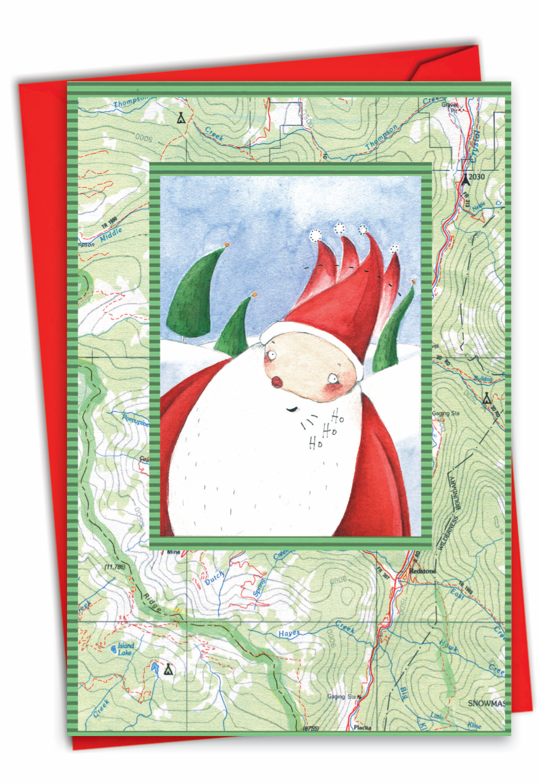 Corrugated Santa French Fold Christmas Card