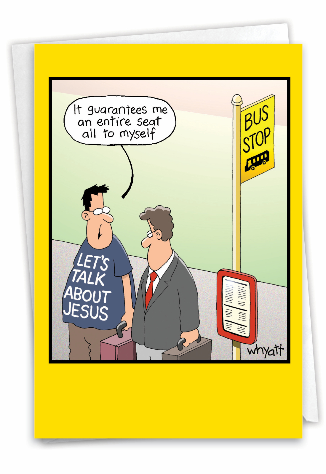 Bus Stop: Funny All Occasions Blank Paper Greeting Card