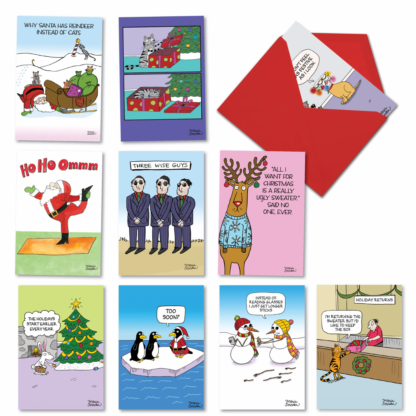 Three Wise Guys: Humorous Christmas Assortment Of Cards