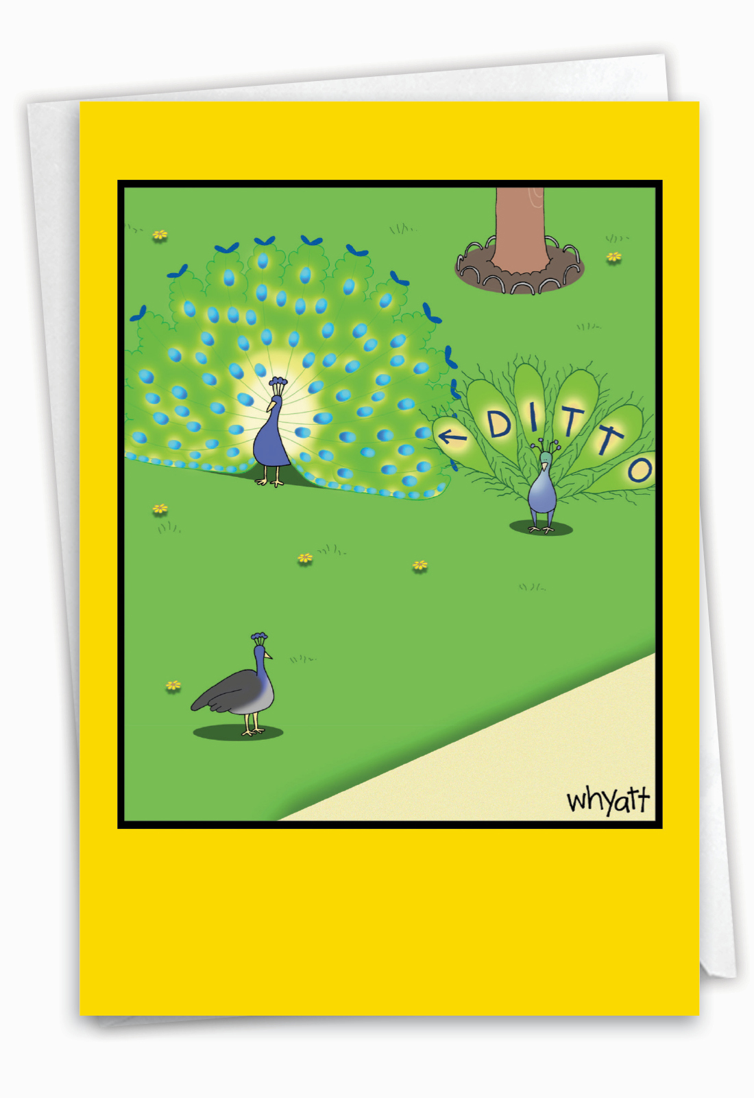 Peacock Envy Cartoons Birthday Paper Card Tim Whyatt