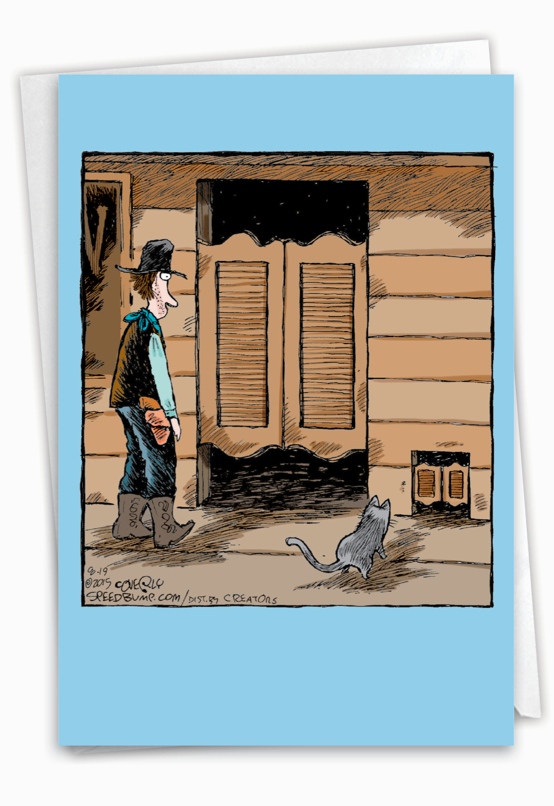 Cat Saloon Doors Cartoons Birthday Paper Card Dave Coverly