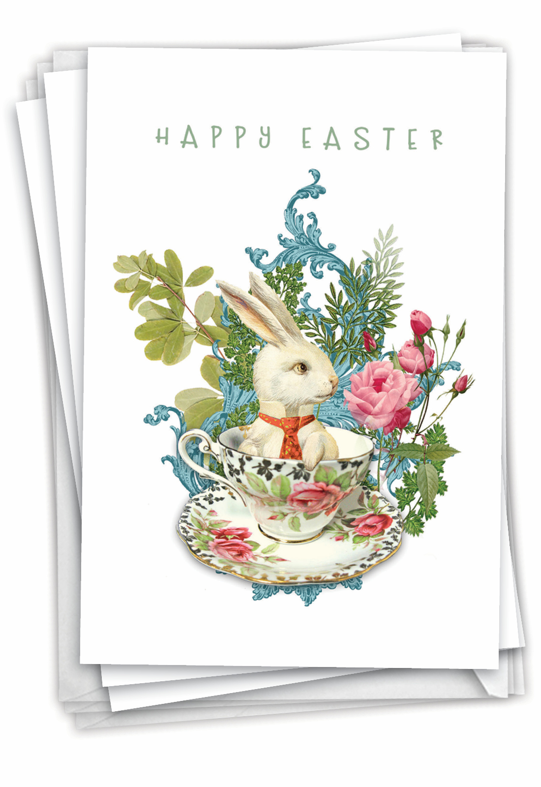 Victorian Blooms and Bunnies : Beautiful Easter Pack of 3 Cards