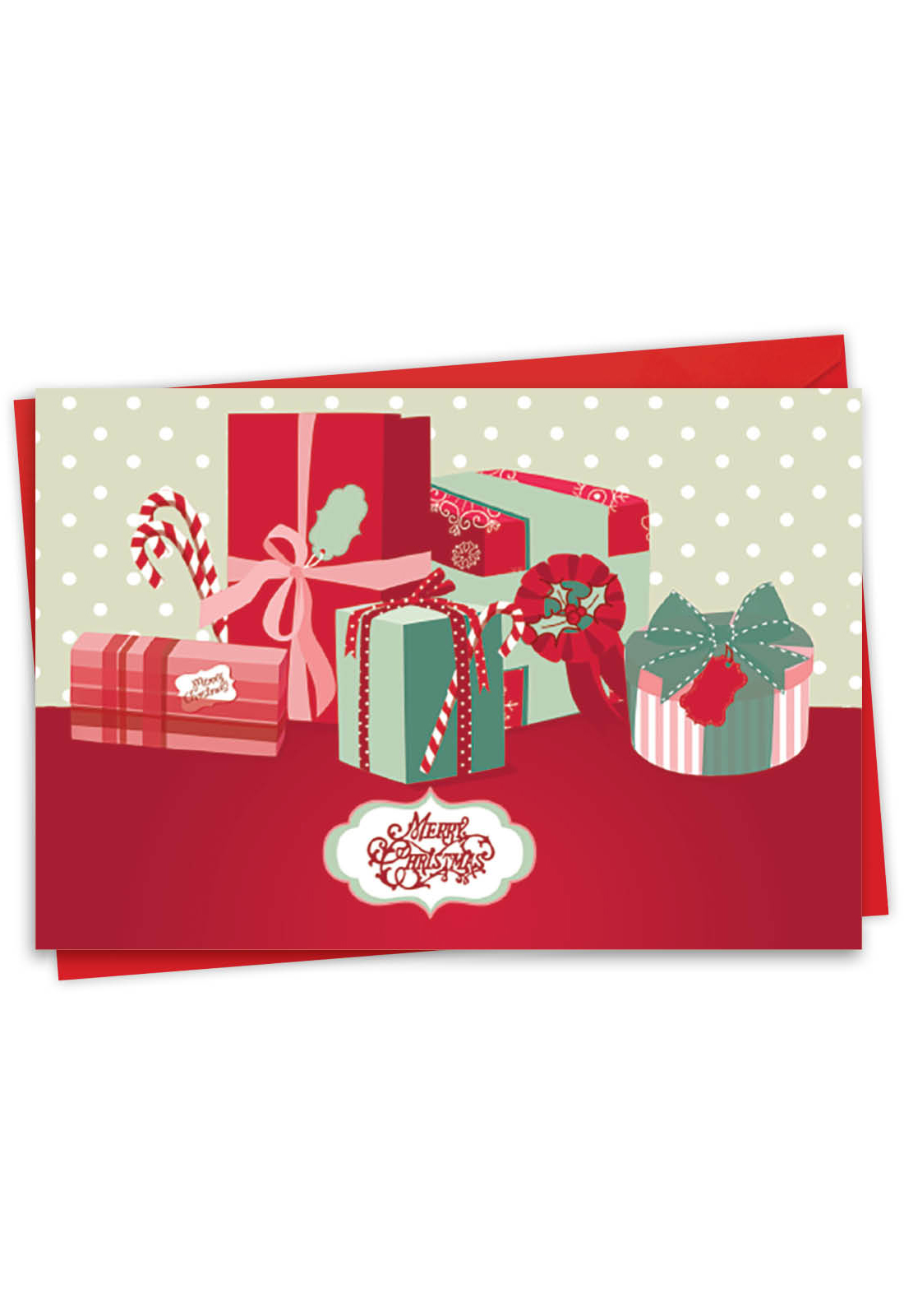 Red and Blue Retro: Creative Christmas Printed Card