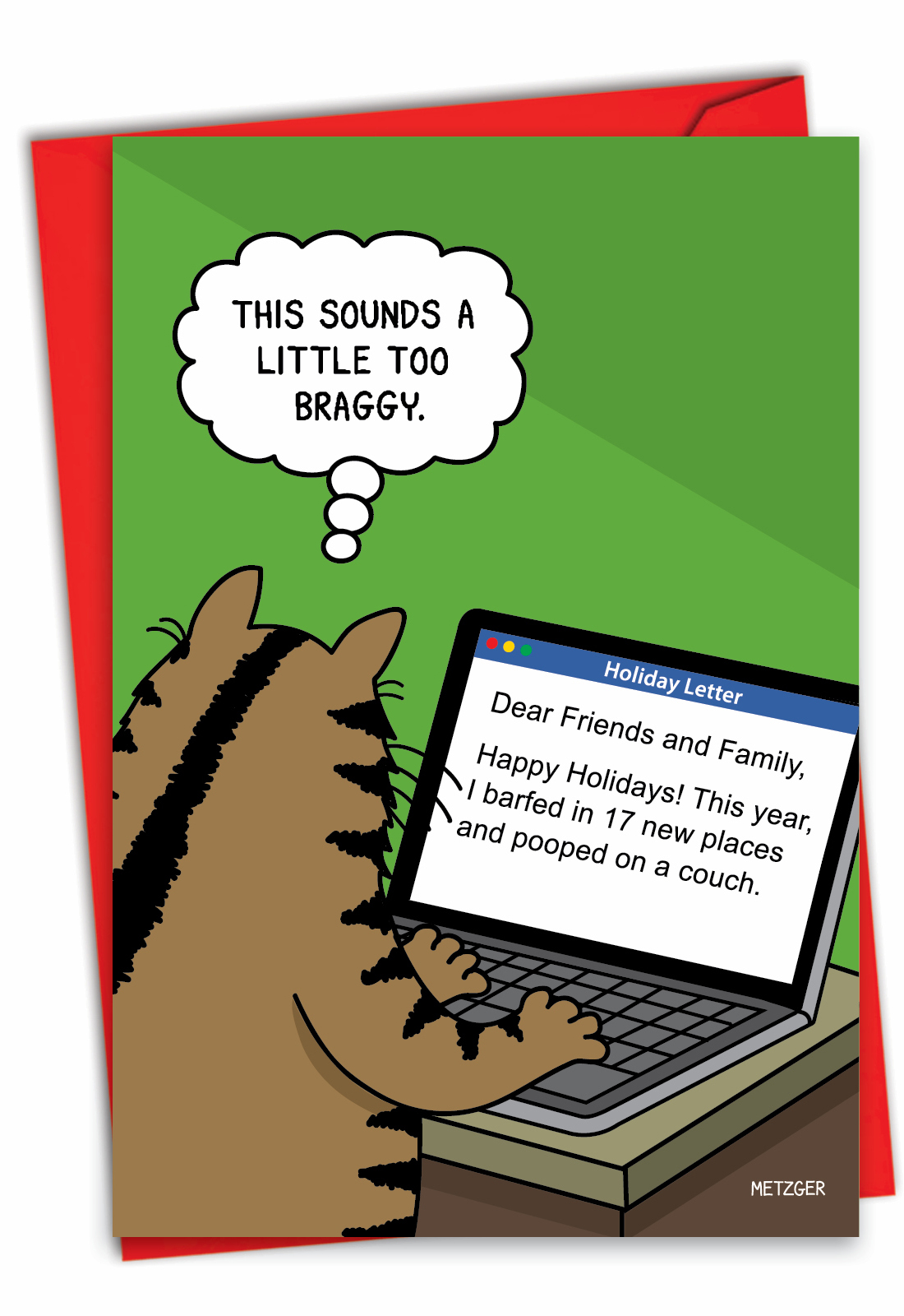 Braggy Cat: Hilarious Merry Christmas Printed Greeting Card