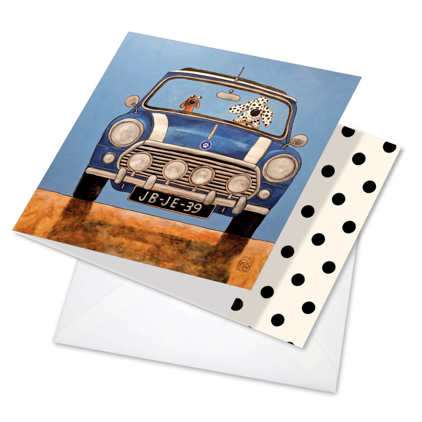 See Spot Drive a Mini Cooper: Creative Thank You Square-Top Card