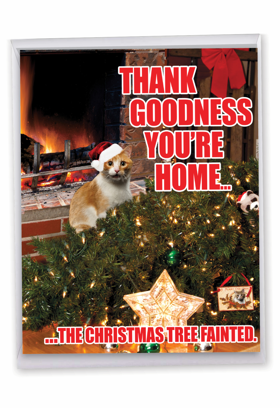 Tree Fainted-Cat Christmas: Christmas Extra Large Card